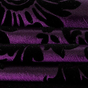 Flocked Damask Taffetta Light Plum/Black, Fabric by the Yard
