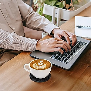 Silicone Coasters Set of 8 with Holder,Coasters for Drinks,Beer,Coffee Coasters,Suitable for Kinds Cups,Hot or Cold,Anti-SLI,Non-Stick,Anti-Overflow Tabletop Protection and Decor (8 Pcs, Black)