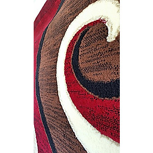 Modern Area Rug Red Contemporary Swirl Carpet King Design 144 (5 Feet 2 Inch X 7 Feet 3 Inch)