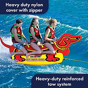 WOW Sports Weiner Dog Towable Tube for Boating - 1 to 3 Person Towable - Durable Tubes for Boating