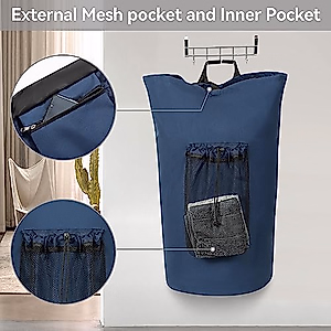WOWLIVE Laundry Bag Backpack,115L Extra Large Travel Laundry Hamper Bag with Mesh Pocket & Adjustable Shoulder Straps Laundry basket bag with Drawstring for College Dorm,Laundromat,Apartment,Students (Dark Blue)