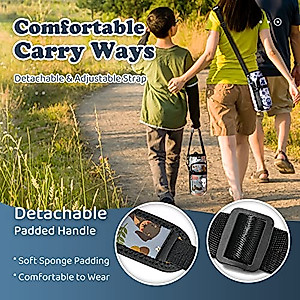 Nuovoware Water Bottle Carrier Bag, 25oz/32oz Bottle Pouch Holder, Adjustable Shoulder Hand Strap 2 Pocket Sling Neoprene Sleeve Sports Water Bottle Accessories for Hiking Travelling Camp, Gray Puppy