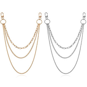 Plzoslly 2 Pieces Belt Chains Jeans Chains for Men Women, Stainless Steel Wallet Chain Hip Hop Pants Chain Pocket Chain for Wallet, Jeans Pants, Belt, Handbag