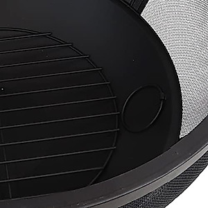 Sunnydaze Flaming Ball 30-Inch Wood-Burning Steel Fire Pit with Protective 200D PVC Cover and 16-Inch L Poker - Black