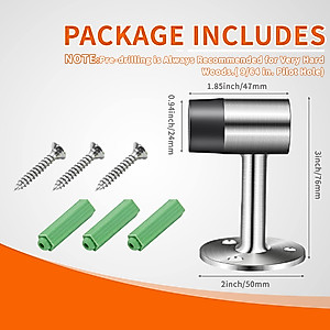 TPOHH 3 Inch Height Zinc Alloy Floor Mount Bumper, Gooseneck Door Stop with Rubber Bumper – Protects Walls from Door Knob Damage