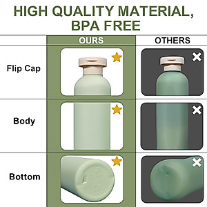 ASEVAT 13.5oz 4Pcs Green Plastic Refillable Travel Shampoo and Conditioner Bottles Plastic Refillable Travel Shampoo Bottles with Flip Cap Shampoo and Conditioner Dispenser