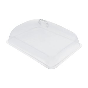 BESTonZON Plastic Cake Dome Cover Rectangular Clear Desert Cloche Display Cake Plate Serving Platter Cheese Cloche Dome Food Cover for Bread Dessert Snack 38.5X29CM