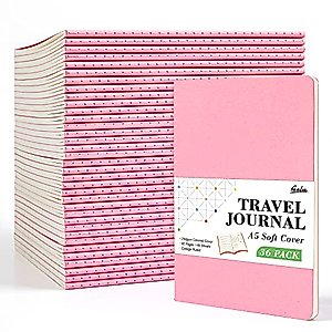 feela 36 Pack Soft Cover Journal Bulk, Lined Blank Travel Journal for Women Men Writing, Notebooks College Ruled for Work, Note Taking Notebook School Business Supplies, 8.2” x 5.5”, A5, Pink