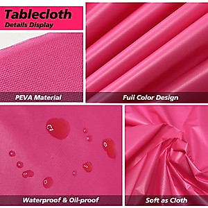 Hot Pink Plastic Table Cloth 4 Pack Disposable Plastic Table Cloth Party Table Cover Girls Party Table Clothes for Baby Shower Gender Reveal Birthday Party Decorations 54" X 72" (Hot Pink 4 Pack)