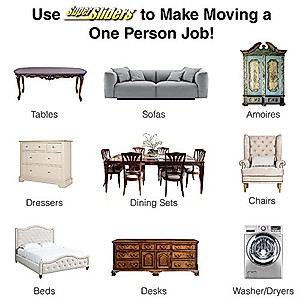 Super Sliders 2-1/2" x 9" Reusable Furniture Sliders to Move Heavy Items Quickly and Easily (Felt Hardwood Slider, 4 Pack)