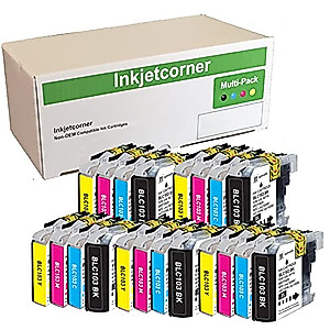 Inkjetcorner Compatible Ink Cartridges Replacement for LC103 LC103XL for use with MFC-J450DW MFC-J470DW MFC-J475DW MFC-J870DW MFC-J875DW (5 Black, 5 Cyan, 5 Magenta, 5 Yellow, 20-Pack)