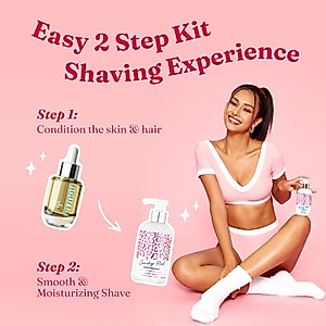 IntiMD Coochy Plus Intimate Shave Cream Sweet Bliss + Pre-Shave Elixir Moisturizer Oil Kit - HydroLock &Moisturizing PLUS Continuous Hydration Reliefs Razor Burn Bump Ingrown Hair