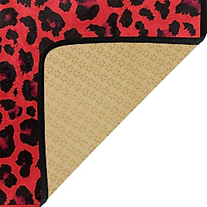 Red Leopard Print Cheetah Kitchen Mat Rugs Cushioned Chef Soft Non-Slip Floor Mats Washable Doormat Bathroom Runner Area Rug Carpet,39" X 20"