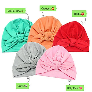 Solalux Turbans for Baby Girl Cotton Baby Turban Bow Beanie Infant Hats 0-3 Years