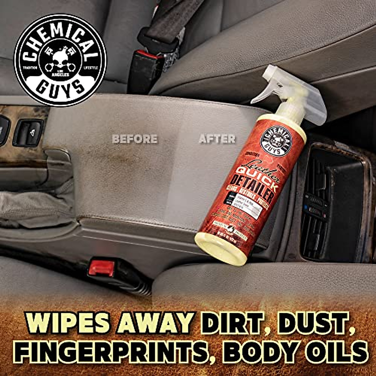 Chemical Guys SPI21616 Leather Quick Detailer for Car Interiors, Furniture, Apparel, Shoes, Sneakers, Boots, and More (Works on Natural, Synthetic, Pleather, Faux Leather and More), 16 fl oz