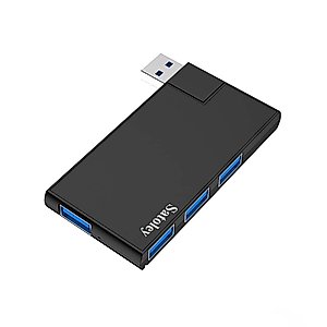 USB 3.0 HUB, Satoley Slim USB HUB 4 Port Aluminum USB Adapter with Rotating USB Connection for Surface Pro Laptop, Notebook PC, MacBook and More, Black
