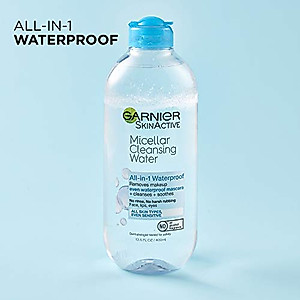 Garnier SkinActive Micellar Water For Waterproof Makeup, Facial Cleanser & Makeup Remover, 13.5 fl. oz, 1 count (Packaging May Vary)
