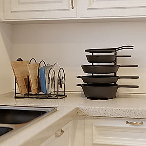 SpaceAid Heavy Duty Pan Organizer Rack for Cabinet, Pot Lid Holder, Kitchen Organization & Storage for Cast Iron Skillet, Bakeware, Cutting Board - No Assembly Required (2 pack)