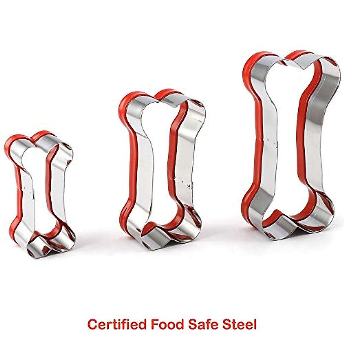 3 Pieces Dog Bone Cookie Cutters Set, Dog Treats Cookie Cutter, Dog Bone Shapes Cutters, Homemade Dog Biscuit Treats Cutters, Coated with Soft PVC for Protection, 2.4" 3.2'' 3.9''