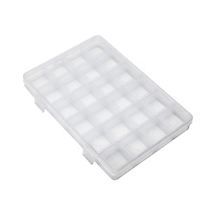 Yinpecly Component Storage Box 24 Grids Double Buckles Clear Organizer PS Fixed Dividers Electronic Component Containers Tool Boxes for Jewelry Beads Earring Tool Fishing Hook Small Accessories 1Pcs