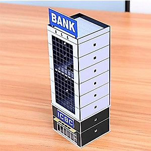 EatingBiting N Scale 1/150 1/144 Outland Sand Table Modern Bank Skyscraper Building Model Realism Scene for DIY Sand Table Garden Micro Landscape Ornaments Decor Supply Player Spray Painting