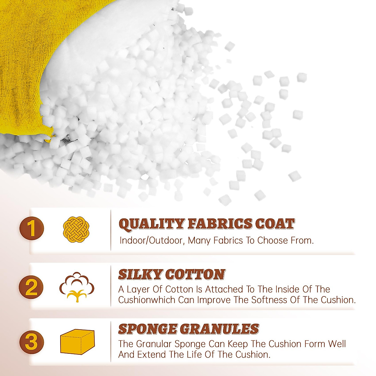 Focuprodu Bench Cushion 42x16. Soft and Breathable Window Seat Cushions Indoor. Non-Slip and Durable Bench Seat Cushion. (42x16, Yellow)