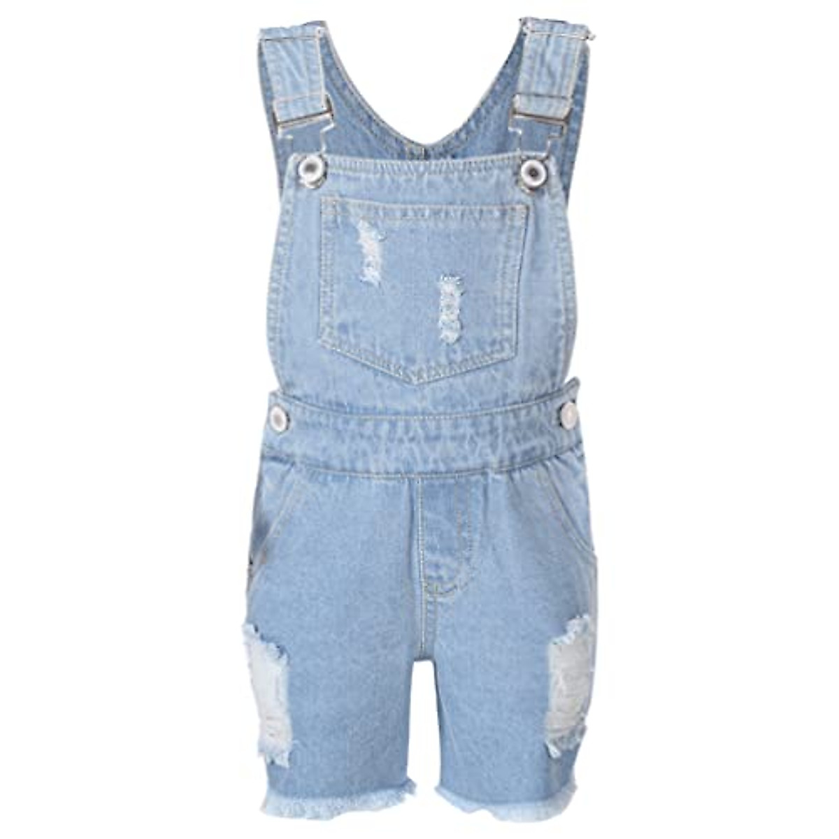 iiniim Toddler Kids Girls Adjustable Straps Jean Shortall Overalls Denim Ripped Hot Pants Blue 6-12 Months