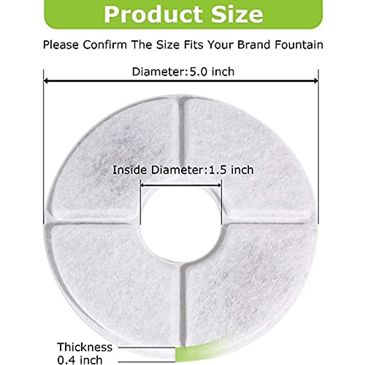 Bonve Pet Water Fountain Replacement Filter Set, 8Pack for 84oz/2.5L Automatic Pet Fountain Cat Water Fountain Dog Water Dispenser