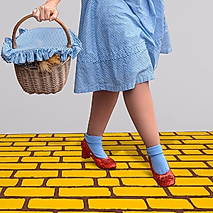 2 Sheets 4.5 X 9 Feet Yellow Brick Road Floor Runner Brick Wall Backdrop, Princess Decorations, Yellow Brick Road for Halloween Cosplay Party