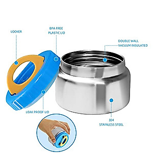 CocoMeiwei Thermos for Hot Food Kids, Insulated Container for Cold Drinks 8 oz, Stainless Steel Wide Mouth Lunch Soup Thermos for School With Silicone Bendable Spoon, Vacuum Leak-Proof Food Jar