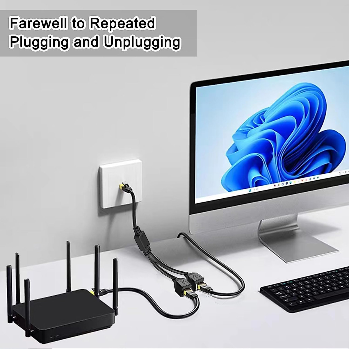 TIEDXIOY RJ45 Ethernet Splitter 1 to 2, Gigabit Ethernet Switch, Starlink Ethernet Adapter for RJ45 Splitter for Cat5/5e/6/7/8 Cable, Ethernet Extender for Internet Cable