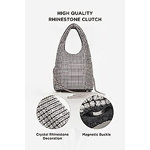 BABEYOND Women's Sparkly Clutch Evening Bags Glitter Rhinestone (Silver)