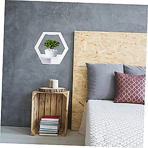 Cabilock 1pc Shelf Corner Shelves Square Plant Stand Jewelry Holder Plant Holder Decorative Floating Shelves Decorative Shelves Bedside Rack Rustic Wall Headboard Wall Hanging Plastic White