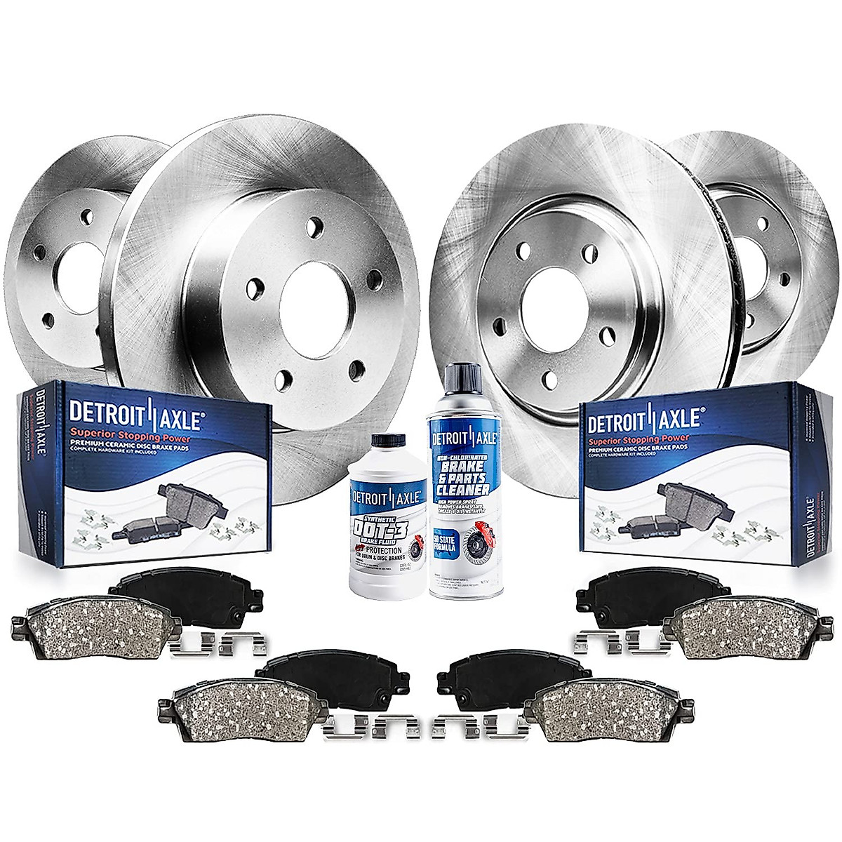 Detroit Axle - Brake Kit for Toyota Sienna Highlander Lexus RX350 RX450h Disc Brake Rotors Ceramic Brakes Pads Front and Rear Replacement : 12.91'' inch Front Rotor