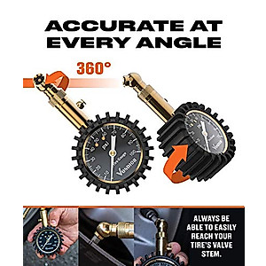 Vondior Tire Pressure Gauge (0-100 PSI) Heavy Duty, Certified ANSI Accurate with Large 2 Inch Easy to Read Glow Dial, Low - High Air Pressure Gauge. Tire Gauge for Car and Trucks Tires
