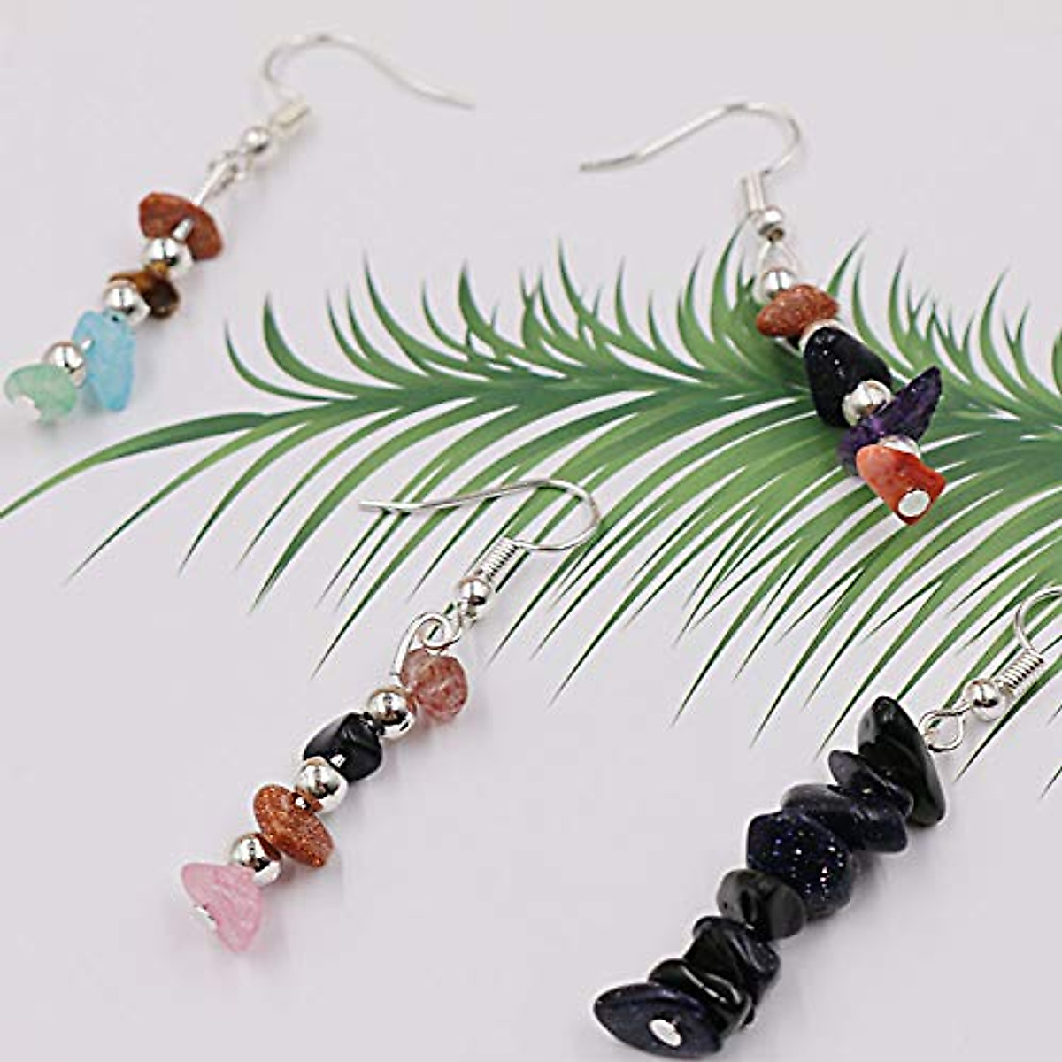 Civilipi 24 Color Gemstone Beads Natural Stones Chip Bead Irregular Shaped Bead Crystal Quartz Stone for DIY Earring Bracelet Necklace Making for Gift