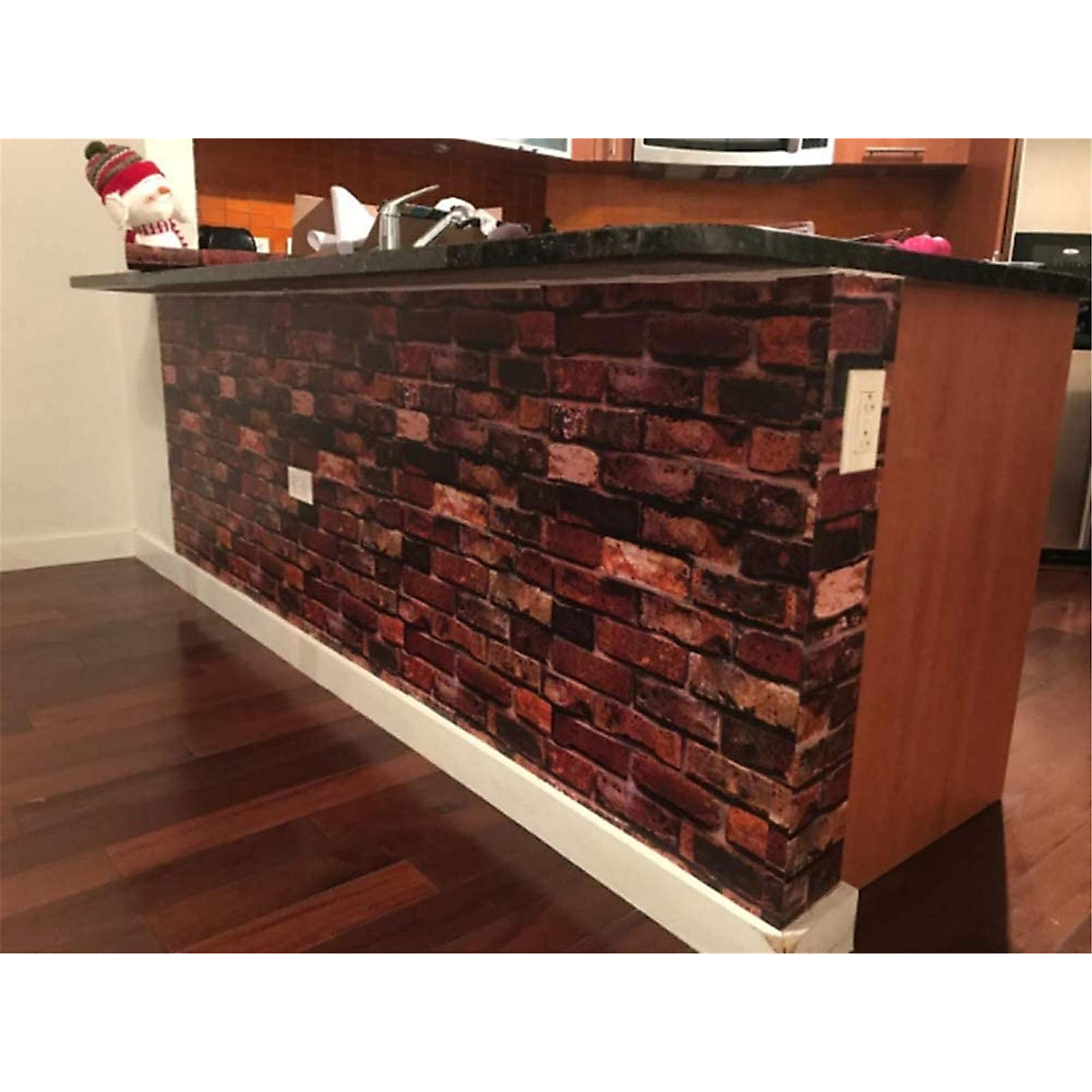 Yancorp 18" x 120" Brick Wallpaper Rust Red Peel and Stick Wallpaper Self Adhesive Fireplace Backdrop Kitchen Backsplash Wall Decor Stick on Wallpaper