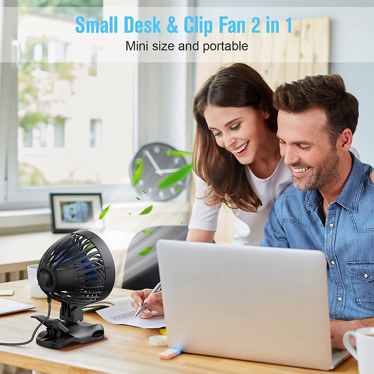 BESKAR Portable Clip on Fan - 6 inch Personal USB Fan with CVT Speeds, Adjustable Tilt, Quiet Operation Small Cooling Fan for Office Desk Dorm Bed Stroller -Supercar Clamp