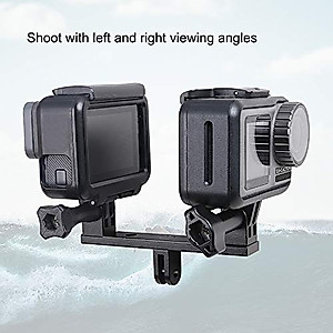 Aluminum Dual Twin Mount Adapter with Two Screw for GoPro Hero 11/10/9/8/7/(2018)/6/5 Black, 4 Session, Campark, AKASO, SJCAM, DJI Osmo Action Cameras - Suitable for Camera Housing Handheld monopod
