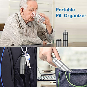 Large Keychain Pill Holder, EFFIET 3 Compartments Metal Pill Fob Case, Travel Medicine Container for Emergency Pills/Vitamin/Fish Oils/Capsule, Waterproof for Travel, Hiking, Camping (Matt Finished)