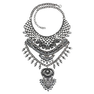 Long Tassel Chunky Boho Coin Statement Necklace For Women Style 1