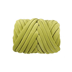Velvet Chunky Bulky Giant Arm Knitting Yarn - Super Soft Tubular Weight Jumbo Yarn for DIY Crochet Hand Knitting Blanket, Pet Bed, Rugs, Pillow, Handbag (2.2LB - Green)