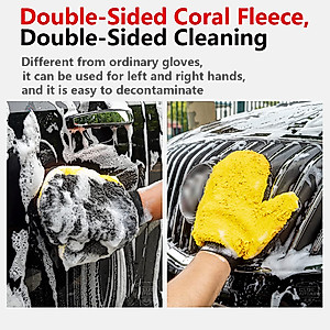Rotkeym Car Wash Mitt,Premium Thick Coral Fleece Washing Gloves, Holds Tons of Sudsy Water for Effective Washing, Machine Washable, Lint Free, Scratch Free