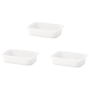 Ikea 800.892.39 Pack of 3 TROFAST Storage Boxes, White; 16.5" x 11.75" x 4 ", Stackable, Compatible with Trofast Frames and Lids, Made of Polypropelene