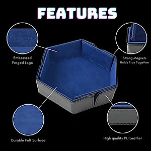 Forged Dice Co. 6.5 Inch Magnetic Folding Dice Tray - Portable Folding Dice Rolling Tray for use as DND Dice Tray D&D Dice Tray or Dice Game - Quiets Rolling Metal Dice and Folds Flat - Purple