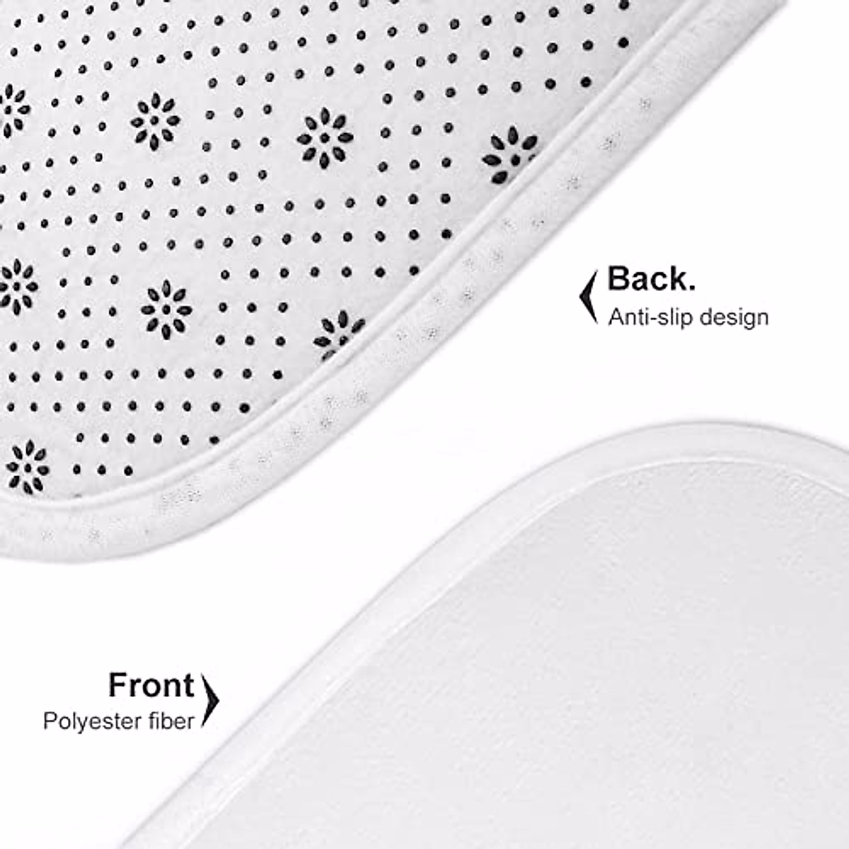 Bathroom Rug Set 2 Piece Diamonds Black Bath Rugs and U-Shaped Contour Toilet Rug, Non-Slip Bath Carpet Bath Mats for Bathroom 15.7"x23.6"