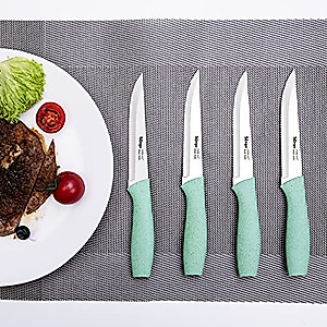 Slege 8pcs Steak Knife Set, Stainless Steel Knives with Extre-light Straw Handle, Serrated