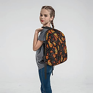 Orange Monarch Butterflies Print Backpack Laptop Bags Lightweight Unisex Daypacks For Outdoor Travel Work