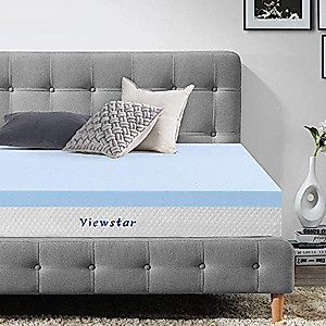 viewstar Memory Foam Mattress Topper Queen, 3 Inch Cooling Gel Infused Memory Foam Mattress Topper for Back Pain, Thick and Soft Ventilated Design, CertiPUR-US Certified (59 x 79 x3 inch)