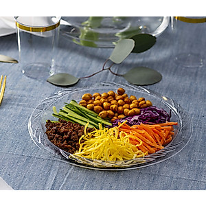 PLASTICPRO 10'' inch Premium Crystal Clear Disposable Plastic Dinnerware Party Plate Pack of 40